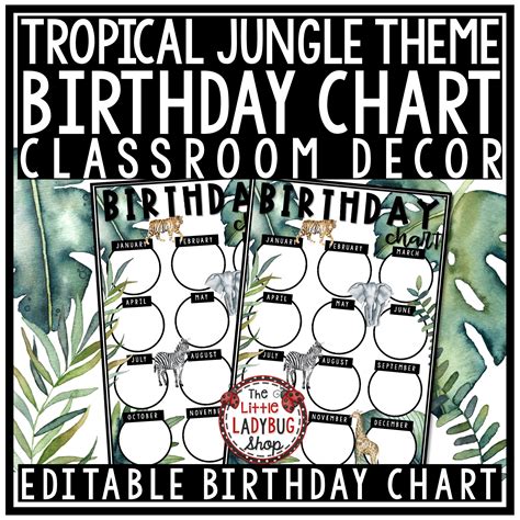 Tropical Classroom Decor Birthday Display Editable Jungle Theme The