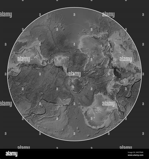 Sandwich Tectonic Plate On The Grayscale Elevation Map In The Lagrange Oblique Projection