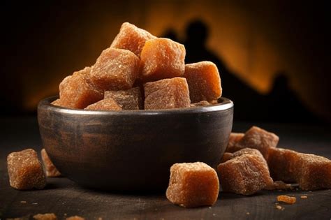 Jaggery Cubes With A Closeup Of Their Coarse Text Jaggery Photos713 Premium Ai Generated Image