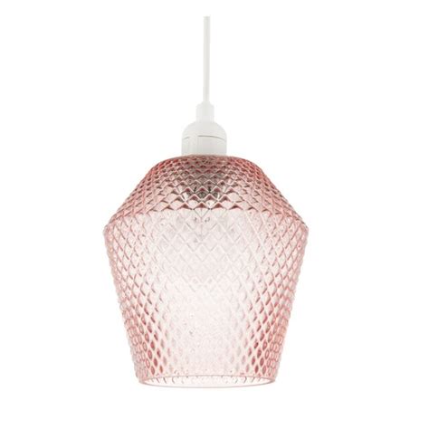 Modern And Compact Diamond Design Soft Pink Glass Pendant Shade Pink By