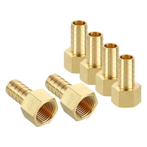 6pcs 12 To 38 Npt Female Brass Hose Barb Fitting Metals Splicer