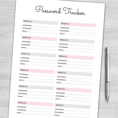 Printable Password Tracker Password Organizer Sheet Etsy Artofit