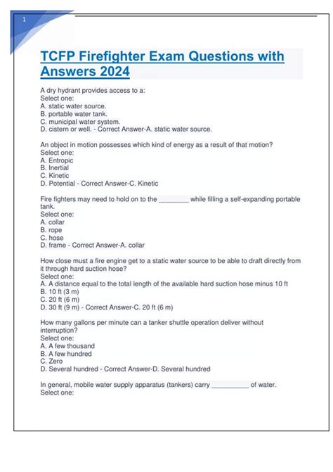Tcfp Firefighter Exam Questions With Answers 2024 Tcfp Firefighter Stuvia Uk