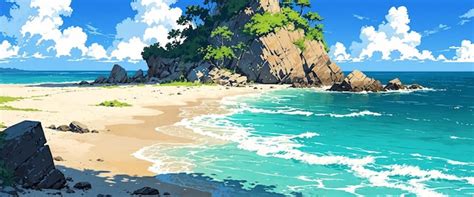 A Beach Superb Animestyled And Dnd Environment Premium Ai Generated Image