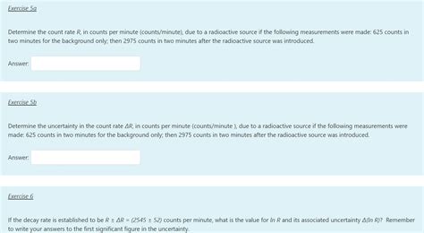 Solved Exercise A Determine The Count Rate R In Counts Per Chegg