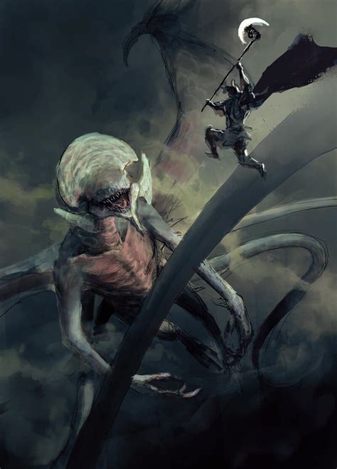 Artstation Eldritch Dragon Dark Fantasy Art Scary Monster Art
