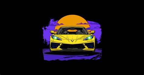 Yellow C8 Corvette Stingray Midnight Moon Supercar Racecar Muscle Car Sportscar Corvette C8 C8