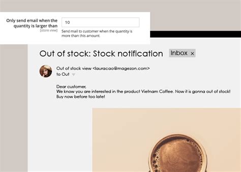 magento 2 out of stock notification
