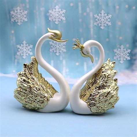 Swan And Crown Swan Cake Topper Plastic Sculpture Swan Decoration Cake