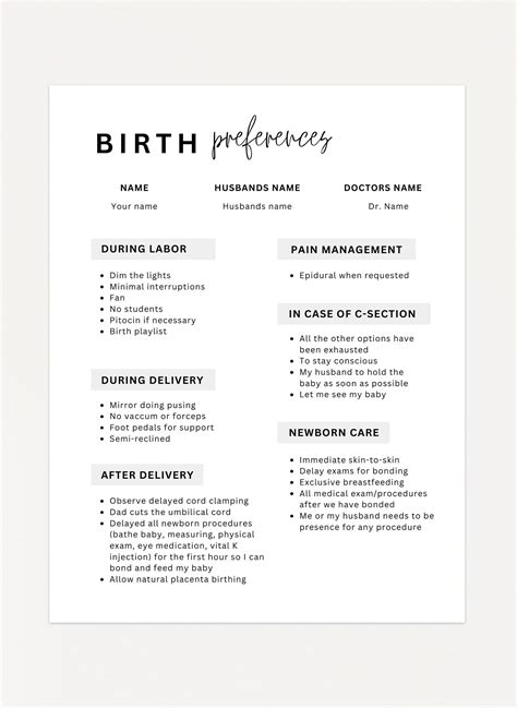 How To Create Your Perfect Birth Plan Includes Templates Worksheets