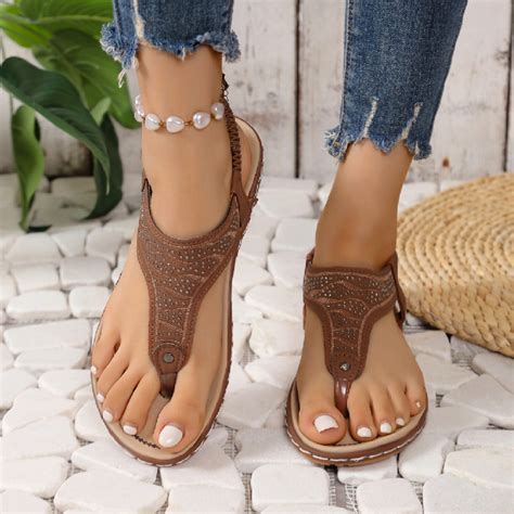 Flip Flop For Women Casual Summer Flat Sandals Leather Ankle Strap