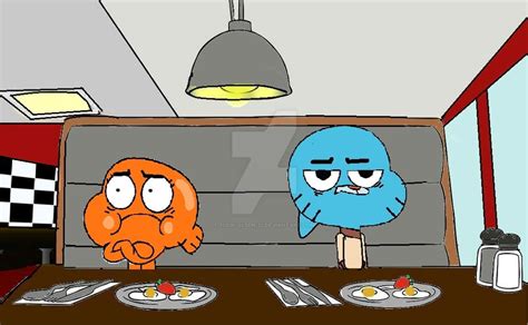 Gumball And Darwin In The Restaurant By Tulip Olsen 22 On Deviantart