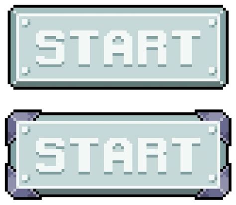 Two Pixel Style Banners With The Words Start And Stop