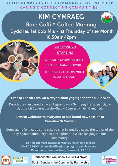 Corwen Kim Cymraeg Bore Coffi Coffee Morning