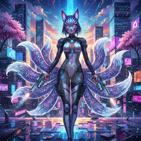 Cyberpunk Kitsune Girl By Starlyssskye On Deviantart