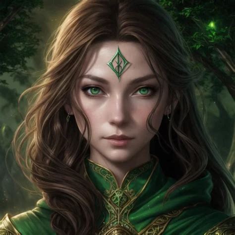 A Female Wizard With Brown Hair And Green Eyes Who Is A Wizard Free Ai Art Generator