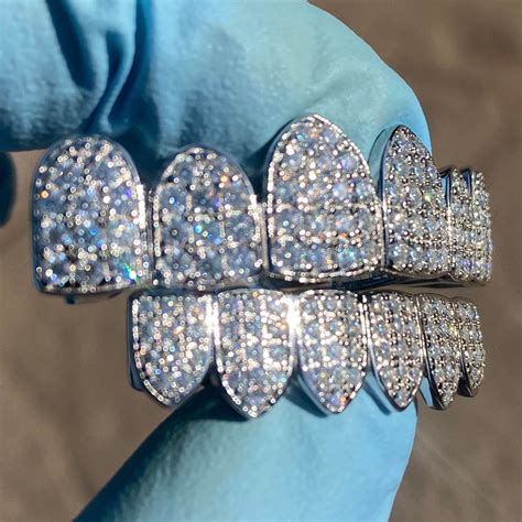 Vvs Moissanite Grillz 925 Sterling Silver Iced Flooded Out Teeth