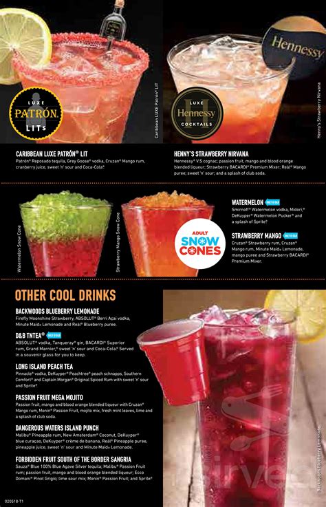Menu For Dave And Busters In New Orleans La Sirved