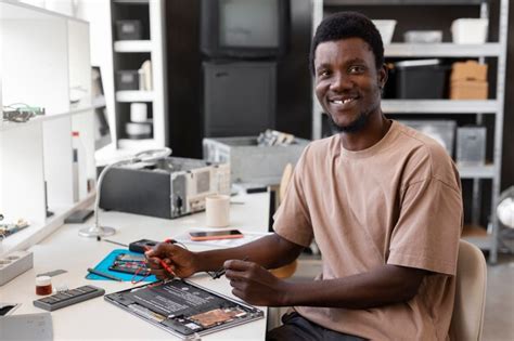 Free Photo Close Up On Man Repairing Computer Chips