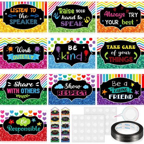 Pajean 10 Pcs Classroom Rules Posters Class Rules Posters Motivational