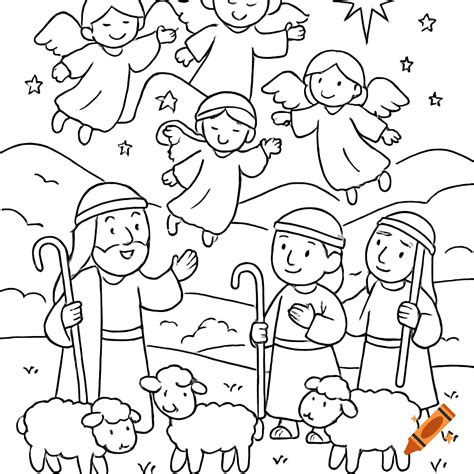 The Angels Tell The Shepherds Coloring Page Blessings Of Color And Faith
