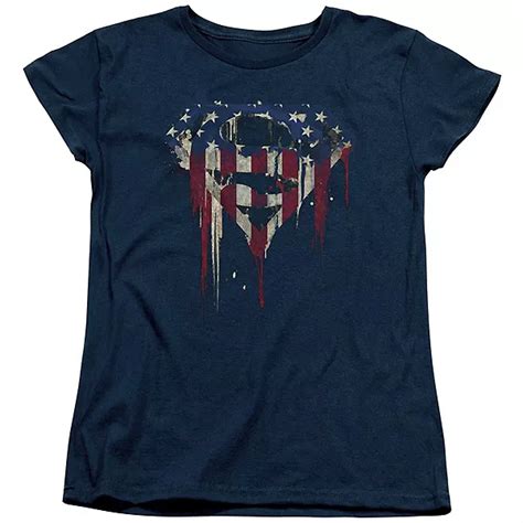 Superman Bleeding Shield Short Sleeve Womens T Shirt