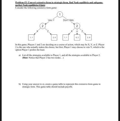 solved problem 3 convert extensive form to strategie form