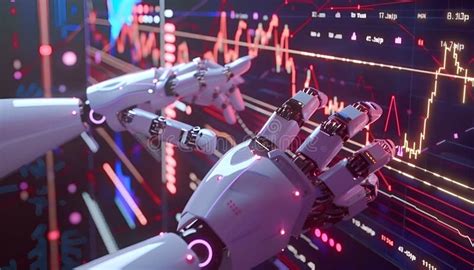Ai Powered Data Analysis Robotic Hands Interacting With Charts 3d
