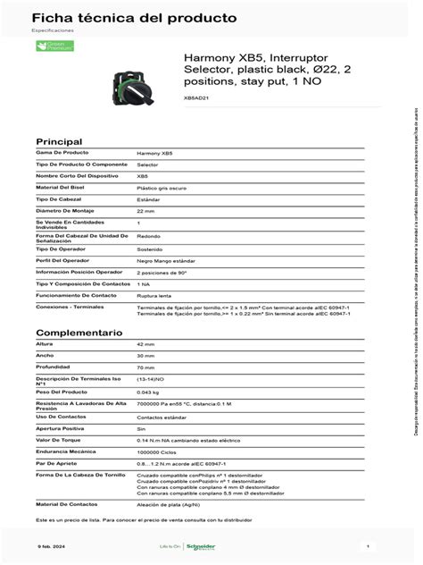 Schneider Electricharmony Xb5xb5ad21 3 Pdf Tornillo