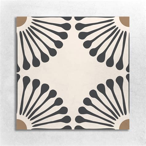 Handmade Encaustic Cement Tile Pattern Design Chamomile 03 Tile