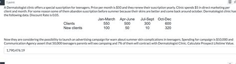 Solved A Dermatologist Clinic Offers A Special Suscription