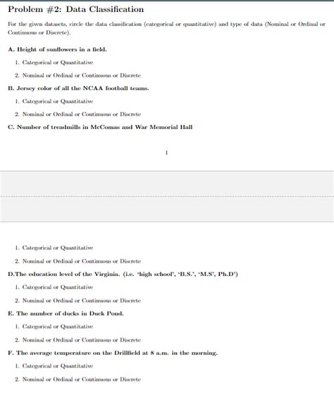 Solved Problem Data Classification For The Given Chegg