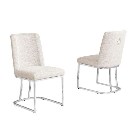 Best Quality Furniture Millie Cream Boucle Fabric Side Chair Set Of 2