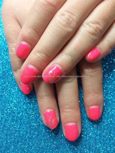 Eye Candy Nails And Training Neon Pink Gel Polish With Silver Flick