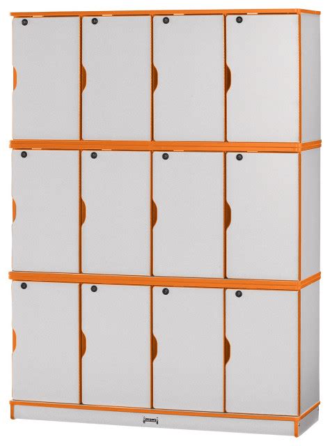 Rainbow Accents Stacking Lockable Lockers Triple Stack Orange