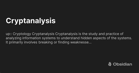 Cryptanalysis Obsidian Publish