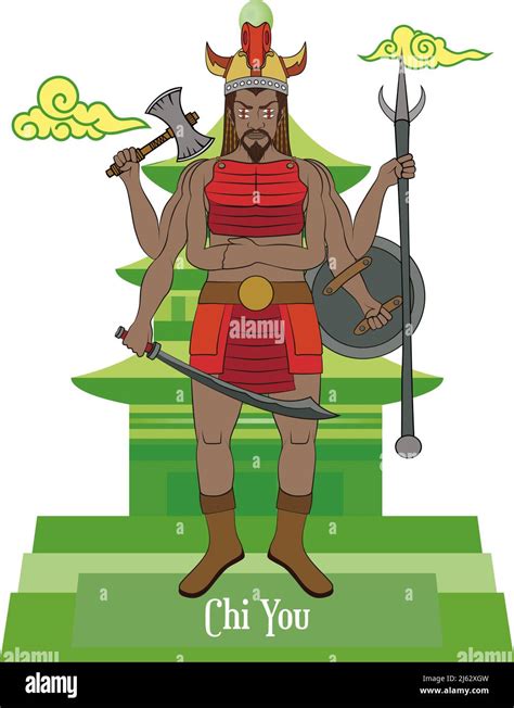 Isolated Illustration Vector Of Mythical Chinese God Chi You God Of