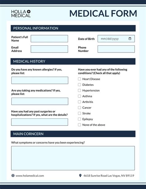 Soft Blue And White Minimalist Medical Form Venngage