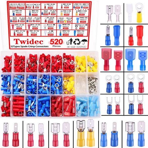 Twidec520pcs 32types Spade Crimp Connectors 28mm48mm63mm Male And