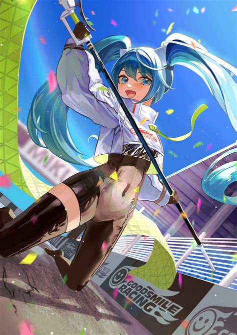 Hatsune Miku Racing Miku And Racing Miku Vocaloid And 1 More Drawn