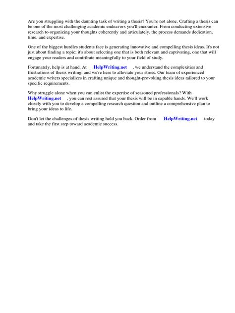 Cool Thesis Ideas Pdf Thesis Behavior