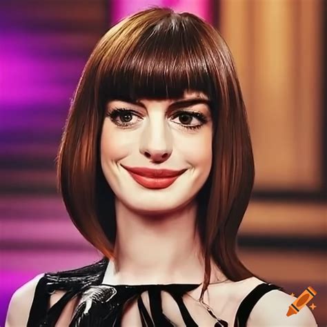 Anne Hathaway Getting Bangs Trimmed