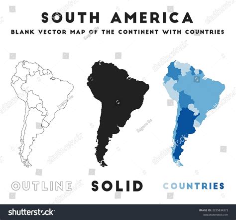 South America Map Borders South America Stock Vector Royalty Free
