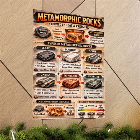 Metamorphic Rocks Educational Geology Classroom Poster Etsy