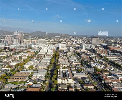Aerial View Of Downtown Glendale City In Los Angeles County