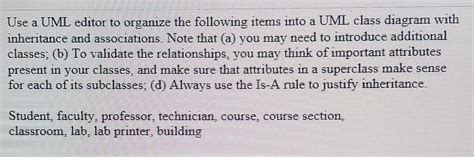 Solved Describe Each Of The Relations In The Following Uml