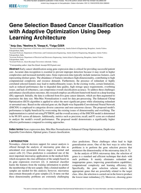 Pdf Gene Selection Based Cancer Classification With Adaptive Optimization Using Deep Learning