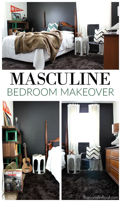 Masculine Bedroom Makeover With An Office Space