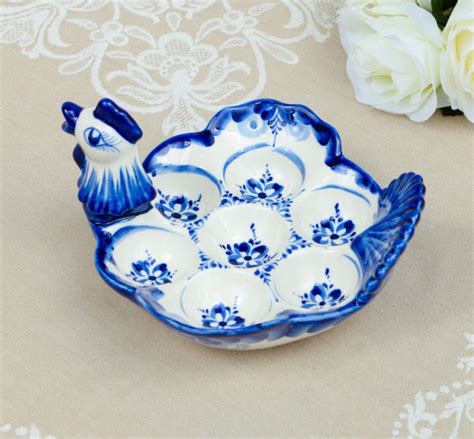 Подставка для яиц "Курочка" , гжель, фарфор, 11х19 см купить по низкой ...
