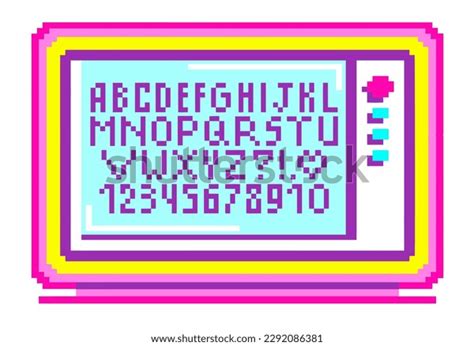 Pixel Art Font Numbers Text Design Stock Vector Royalty Free
